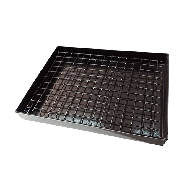 Bandeja de chapa enlozada 40 x 30 x 4,5 cm con rejilla de desgrase ...